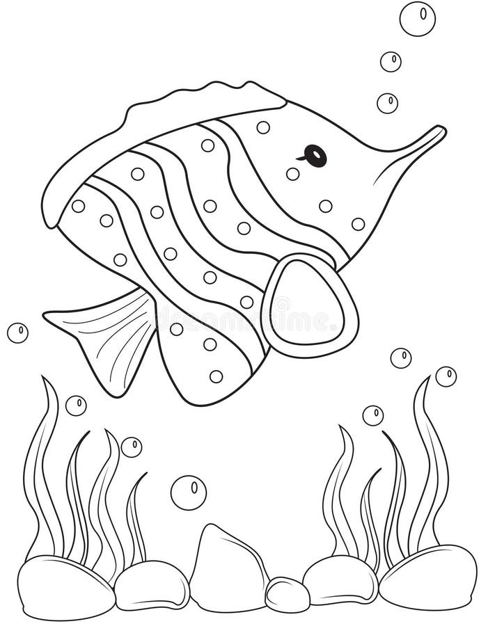 Fish coloring page stock illustration. Illustration of cartoon - 51868265