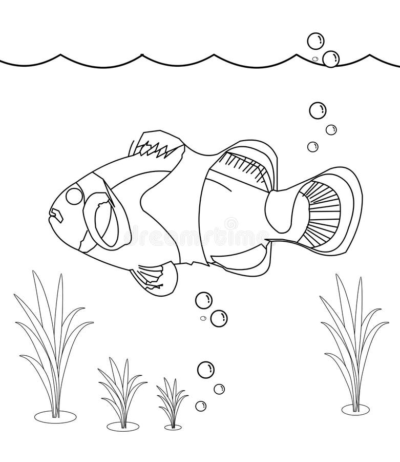 Smiling fish coloring page stock illustration. Illustration of child ...
