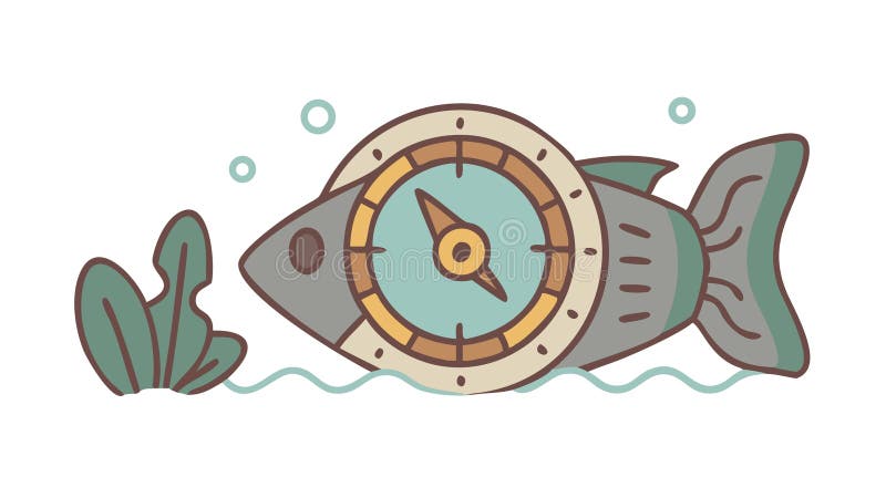 Fish Compass Icon. Aquatic Navigation. Ocean Exploration, Vector Design ...