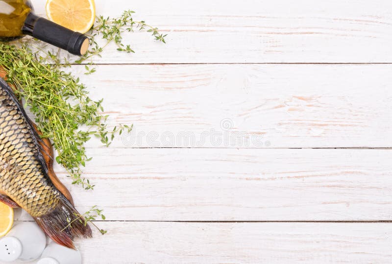 Fish. Cooking concept. stock image. Image of fillet, herbs - 55855075