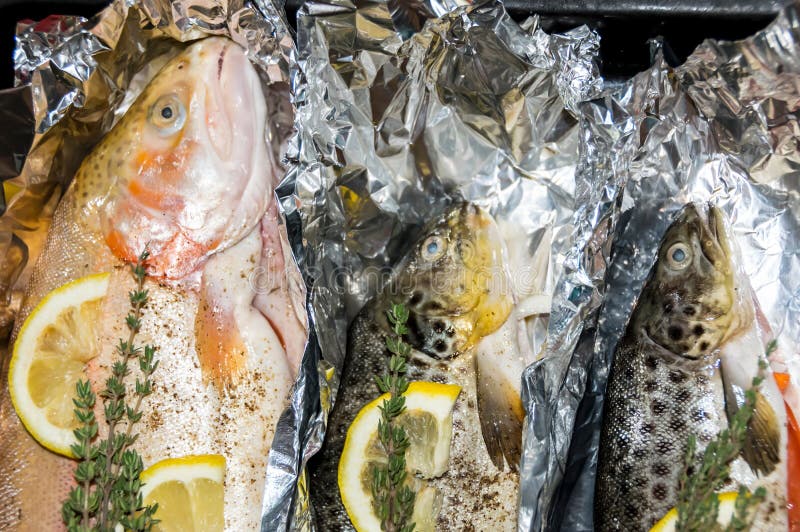 Fish Cooking stock image. Image of gold, lunch, freshness - 80667397