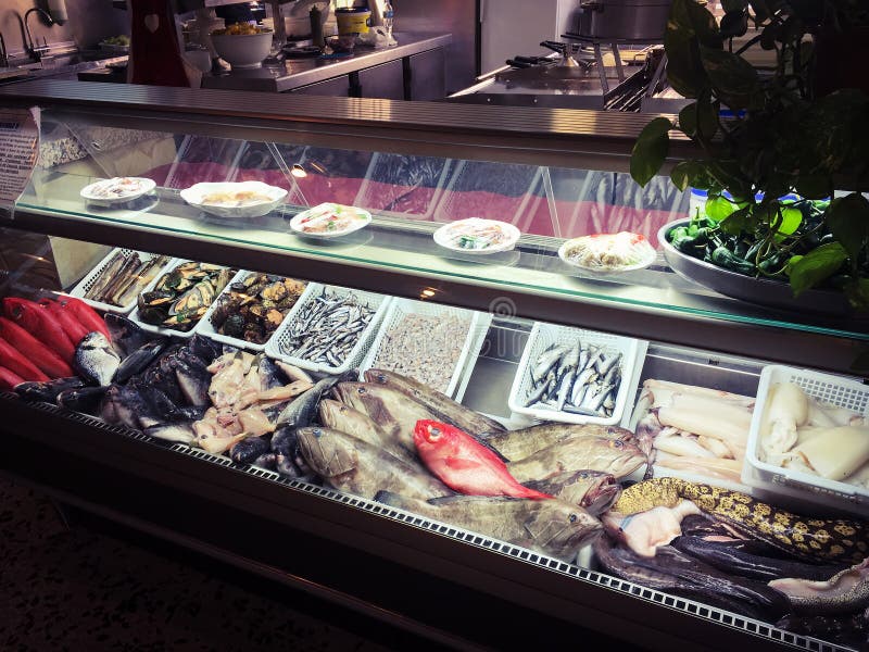 Fish counter stock image. Image of restaurant, fishing - 89779601
