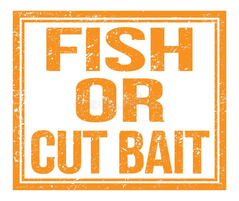 FISH or CUT BAIT, Text on Orange Grungy Stamp Sign Stock Illustration ...