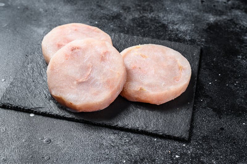Fish Cutlets from Minced Cod. Black Background Stock Image - Image of ...