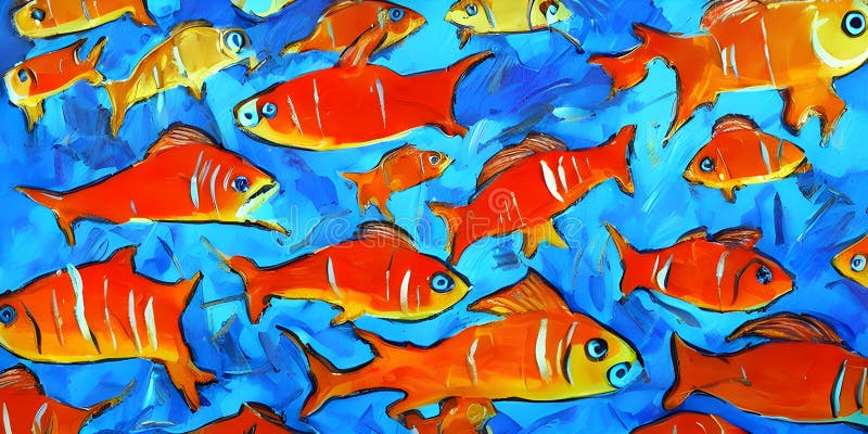 Aqua Verse Explore the Ocean World in Fish Digital Painting Style Stock ...