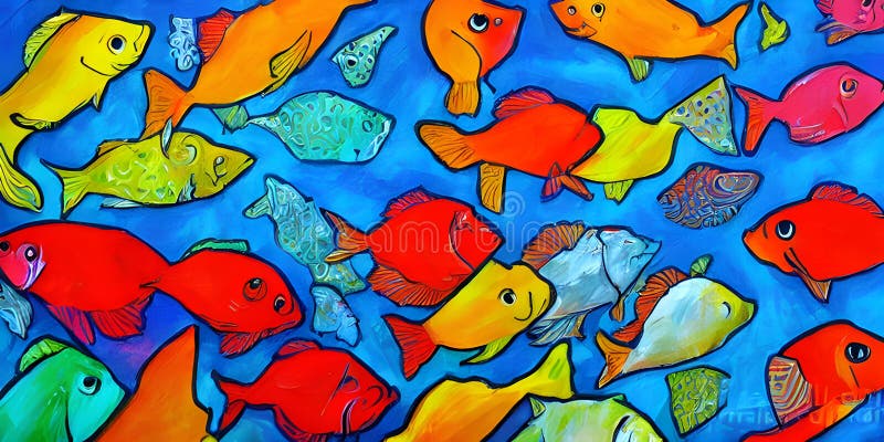 Iridescence Waves the Captivating Beauty of Fish Digital Painting Stock ...