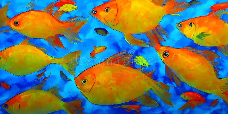 Aquatic Impressions Stunning Fish Digital Paintings Stock Illustration ...
