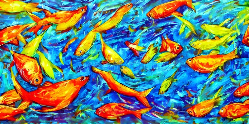 Aqua Artistry Exquisite Digital Fish Paintings Stock Illustration ...