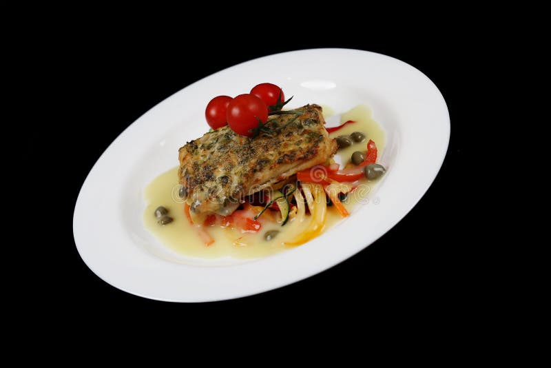 Fish for Dinner, Copy Space Stock Photo - Image of cooked, garnish ...