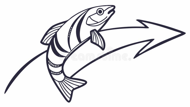 Fish with Directional Arrow, Aquatic Movement Vector Art, Vector Design ...