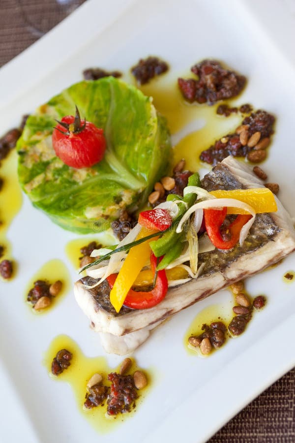 Fish dish stock image. Image of dining, restaurant, flan - 52184467