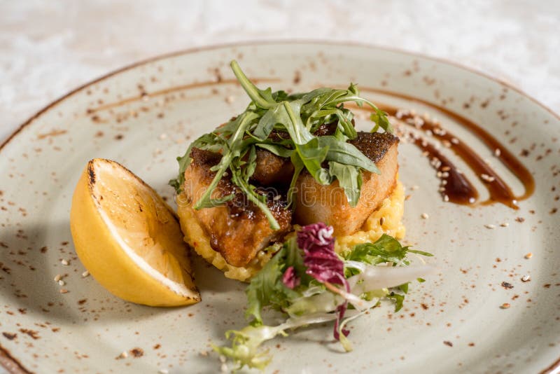 Fish Dish - Fried Fish Fillet with Fried Potatoes and Vegetables Stock ...