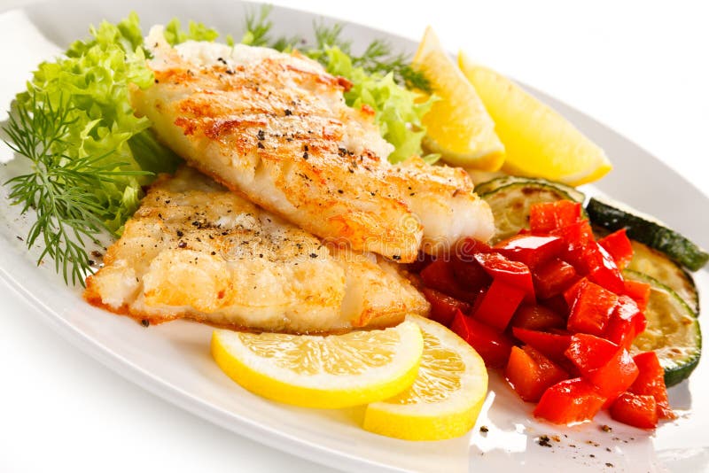 Fish dish stock photo. Image of fish, greens, carrots - 74039186