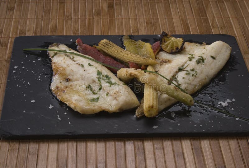 Fish dish to stone stock photo. Image of roasted, chef - 46721162