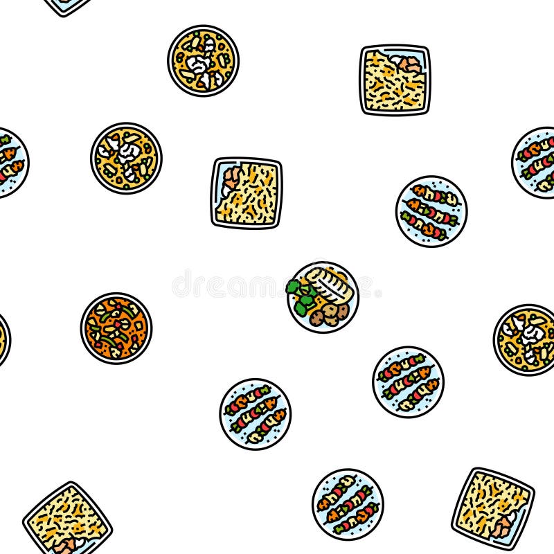 Fish Dishes Seamless Pattern Vector Stock Illustration - Illustration ...