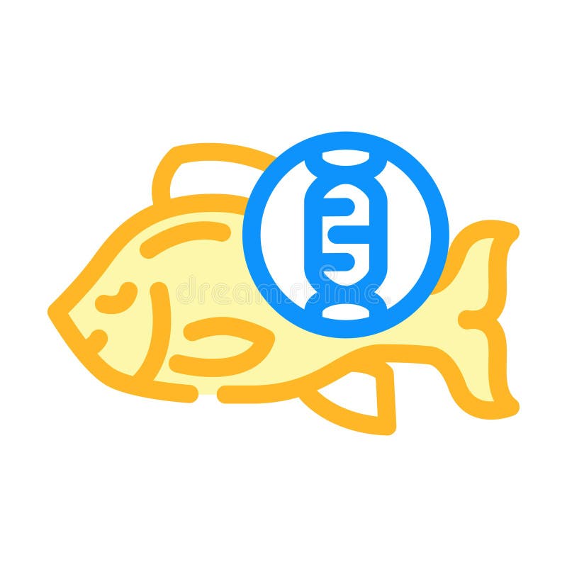 Fish with Dna Genetic Engineering Color Icon Vector Illustration Stock ...