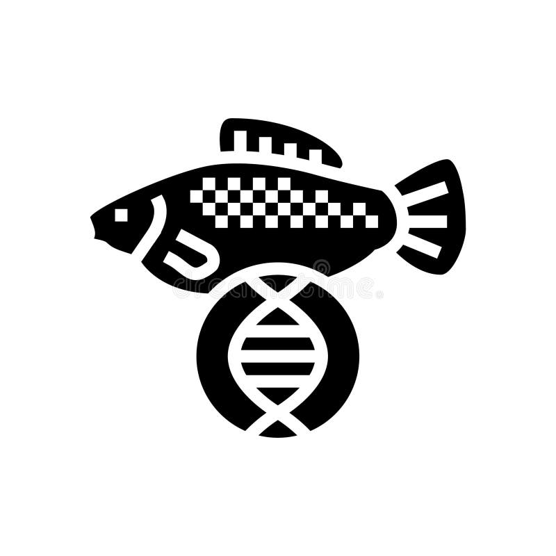 Fish with Dna Genetic Engineering Glyph Icon Vector Illustration Stock ...