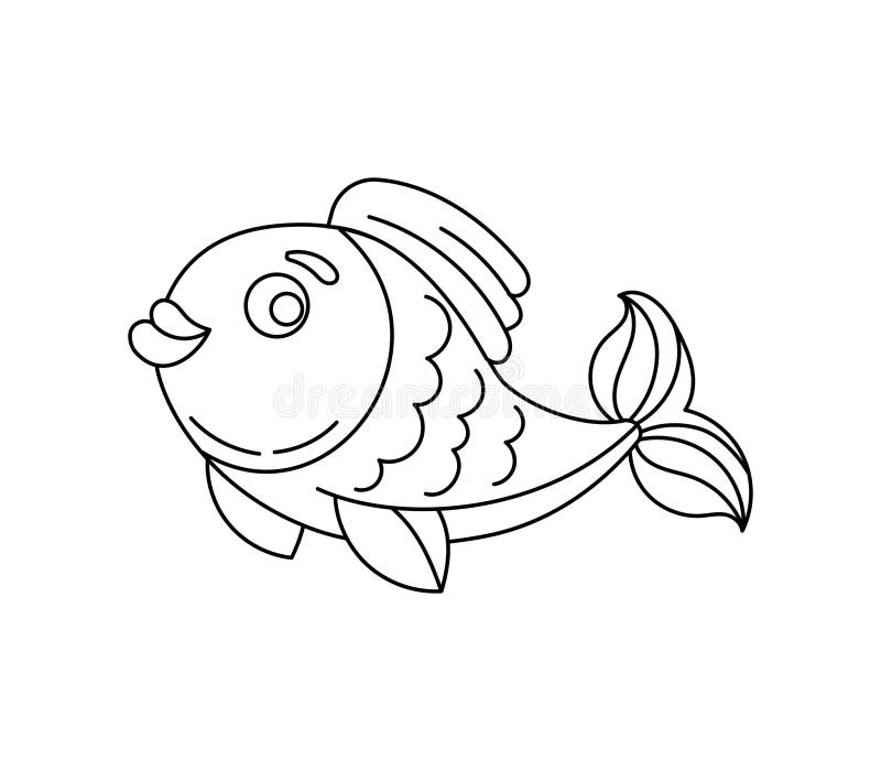 Fish Doodle Coloring Book with Vector Illustration for Kids Stock ...