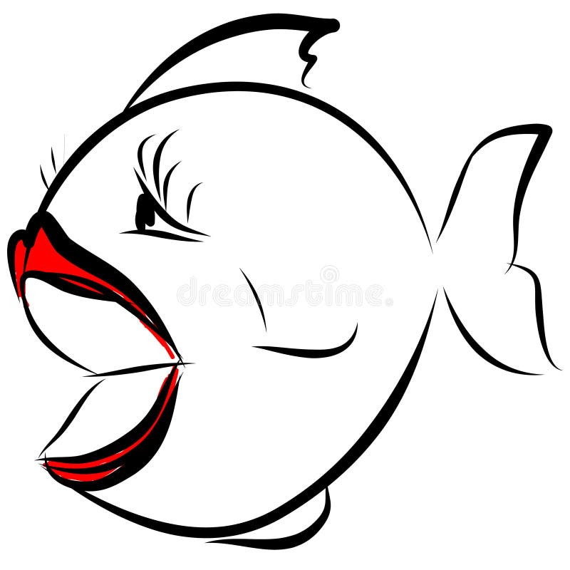 Fish Doodle Fast Drawing Character Stock Vector - Illustration of ...