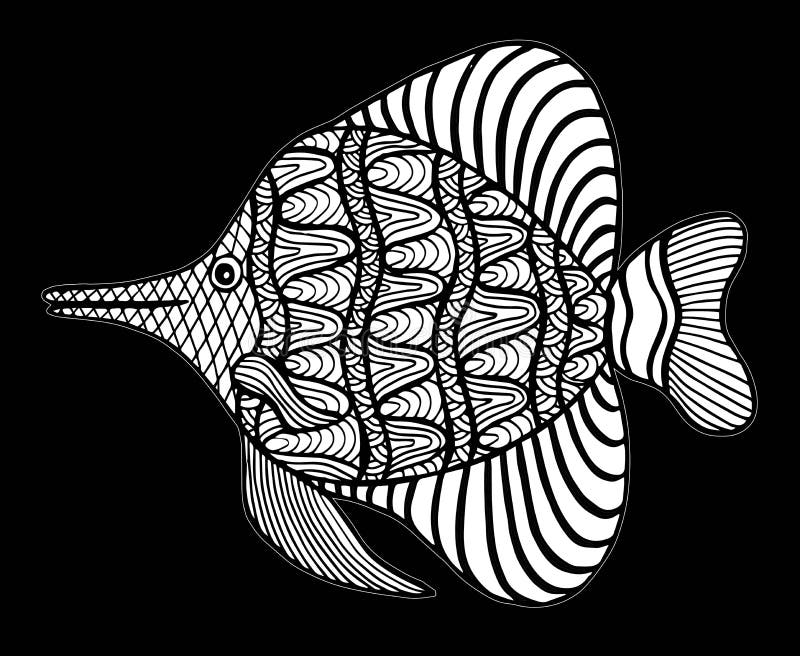 Fish Doodle. Hand Drawn Patterned Vector. Sea Art Collection Stock ...