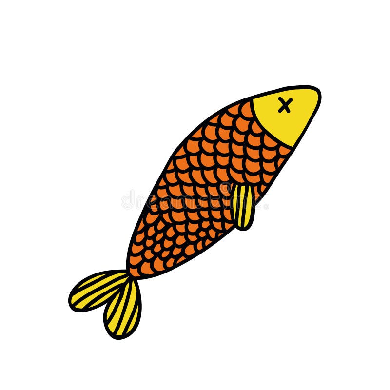 Fish doodle icon stock illustration. Illustration of original - 182102319