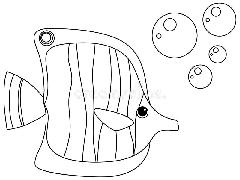 FIsh Doodle Outline for Colouring Stock Vector - Illustration of ...