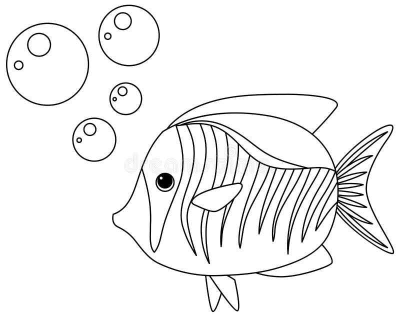 Fish Doodle Outline for Colouring Stock Vector - Illustration of ...
