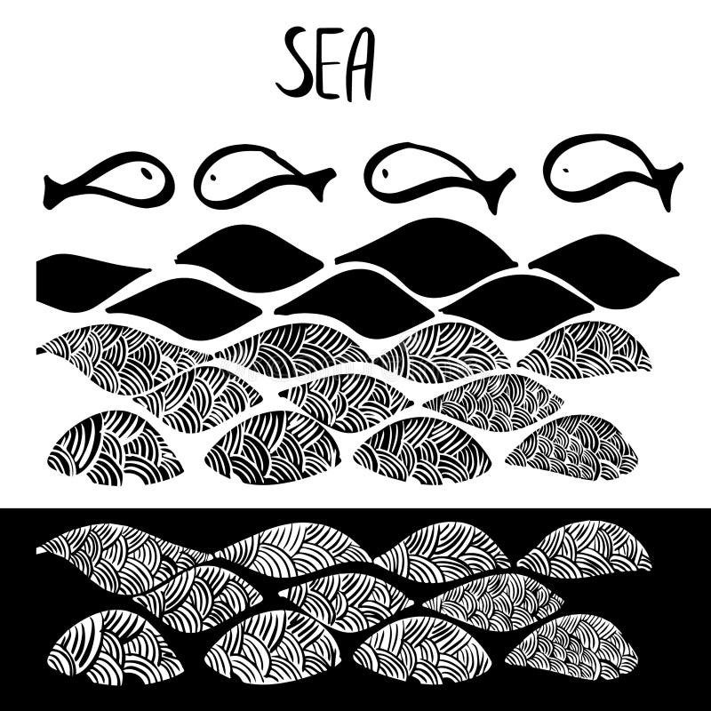 Fish Doodle SET for Kids. Vector Illustration Stock Illustration ...