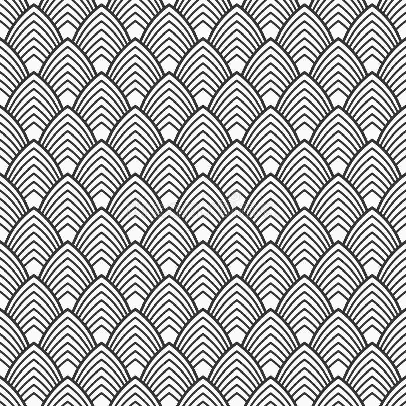 Fish, Dragon, Snake Scales Seamless Vector Pattern. Repeated Black ...