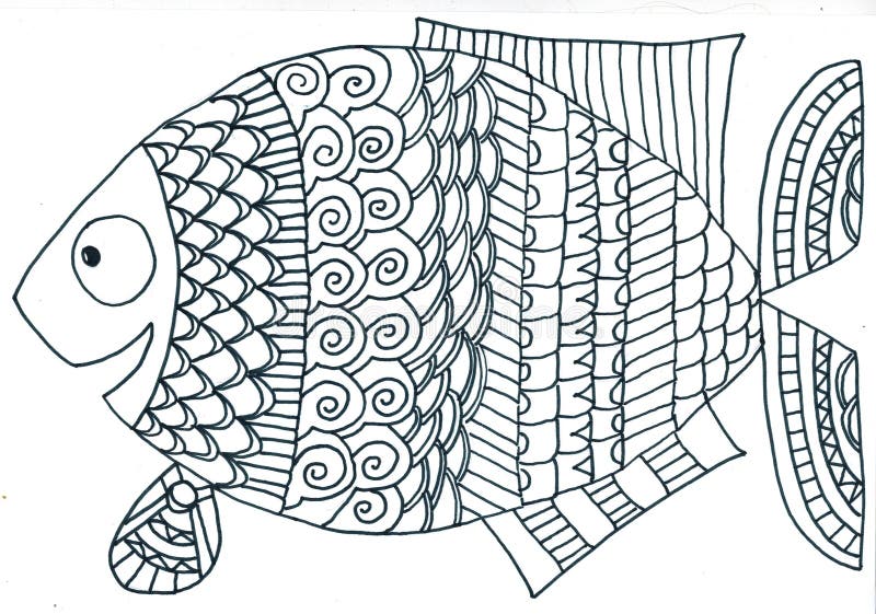 Fish drawing for coloring. stock illustration. Illustration of beauty ...
