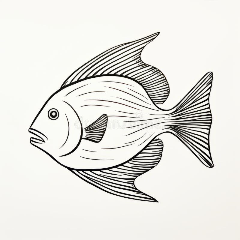 Rhythmic Linear Patterns: a Minimalist Fish Sketch in Black and White ...