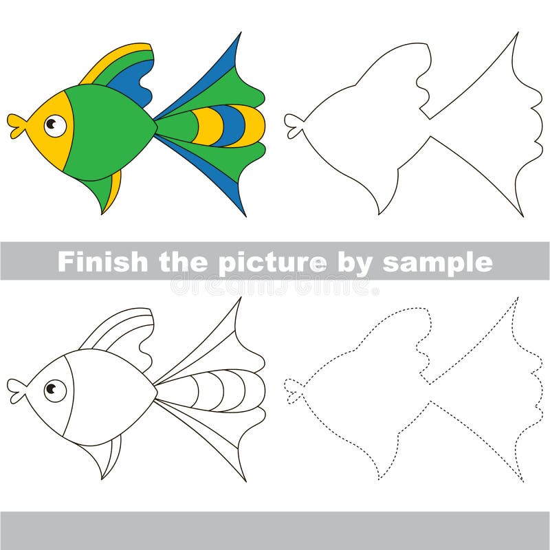 Fish. Drawing worksheet. stock vector. Illustration of skill - 70127608