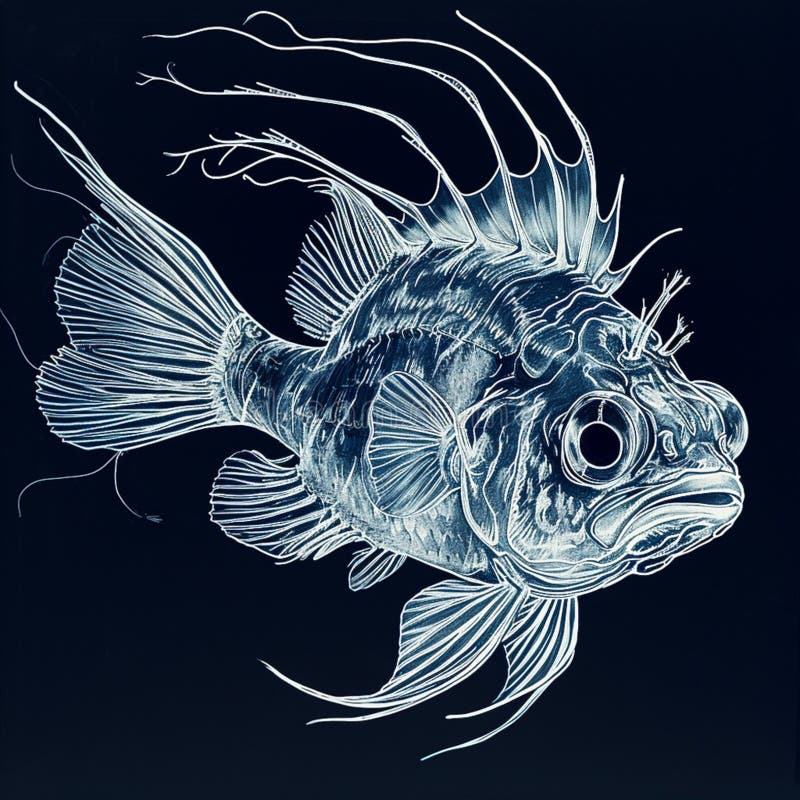 Fish that is Drawn on a Black Background Stock Illustration ...