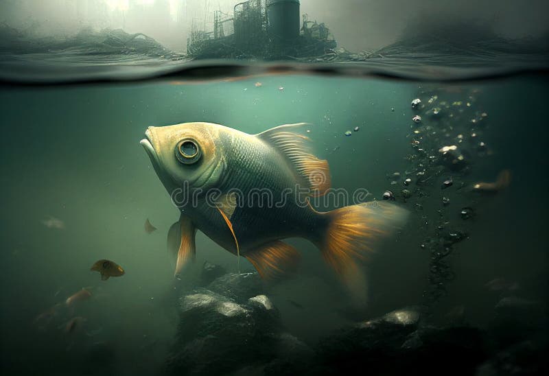 Fish are Drowning in Trash. AI Generated Stock Illustration ...