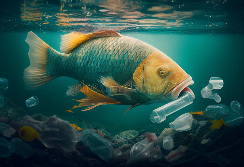 Fish are Drowning in Trash. AI Generated Stock Illustration ...