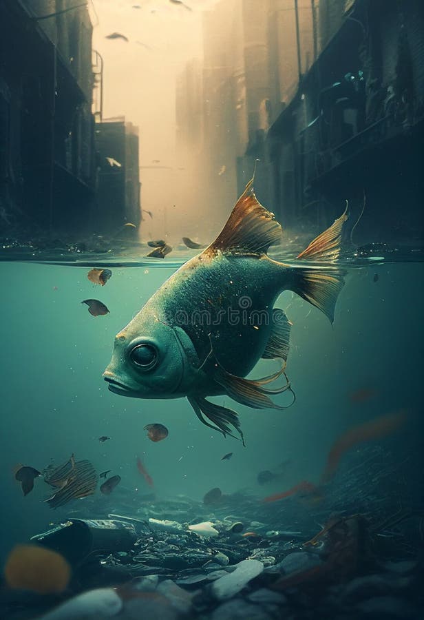 Fish are Drowning in Trash. AI Generated Stock Illustration ...