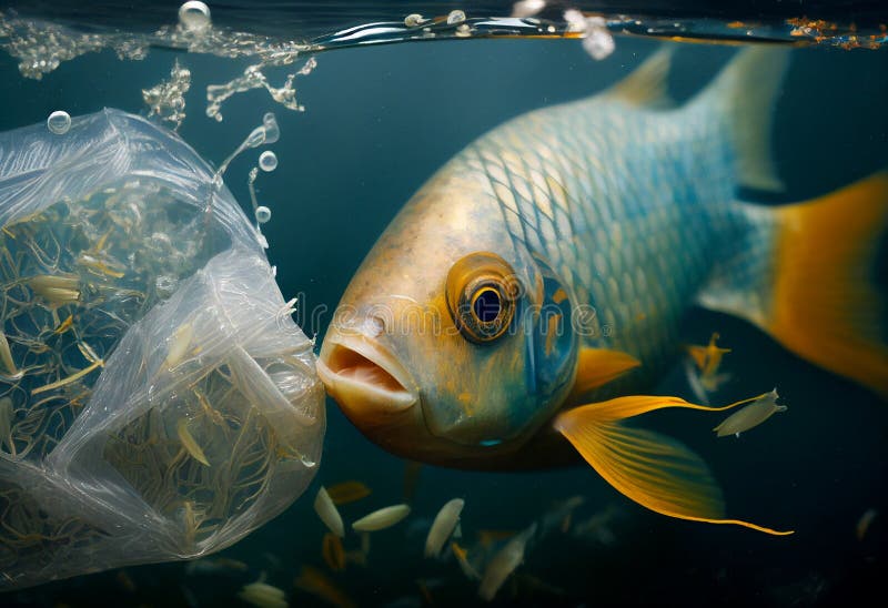 Fish are Drowning in Trash. AI Generated Stock Illustration ...
