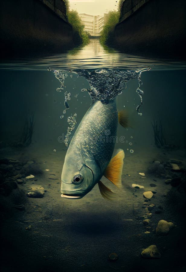 Fish are Drowning in Trash. AI Generated Stock Illustration ...
