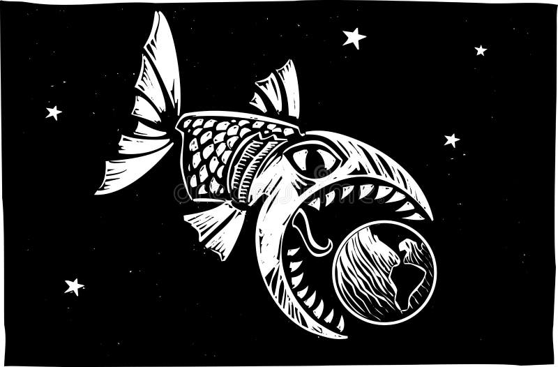 Fish Eating Earth stock vector. Illustration of earth - 24733834