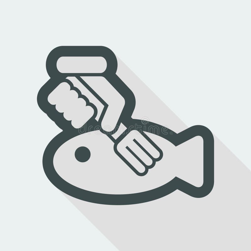 Fish eating icon stock vector. Illustration of pitchfork - 118516196