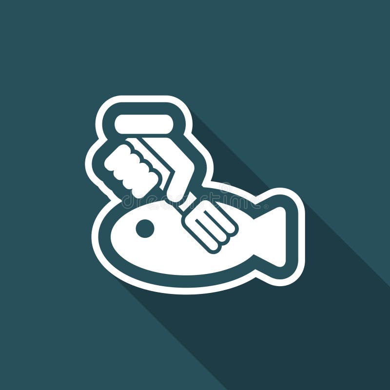 Fish eating icon stock vector. Illustration of fork - 118519335