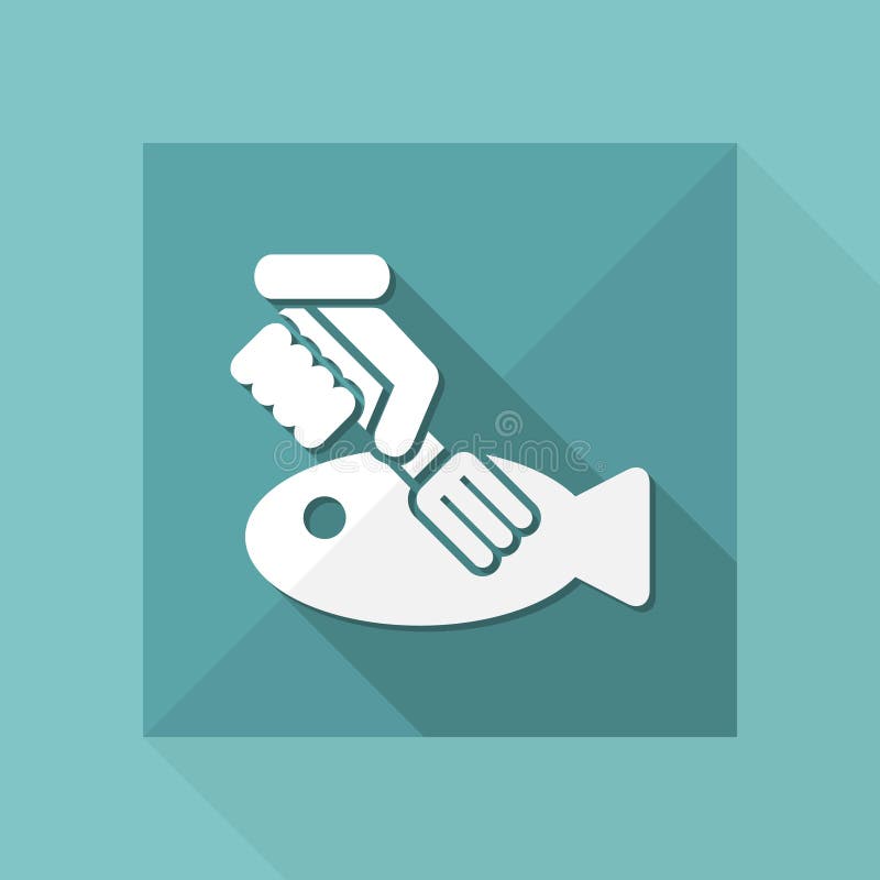 Fish eating icon stock vector. Illustration of fork - 118519335