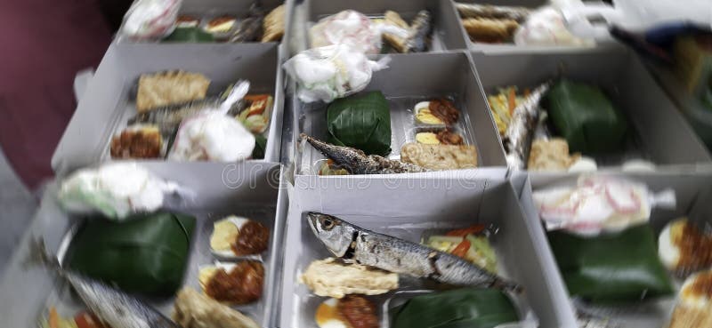 Fish, Egg Sambal in Lunch Box Stock Image - Image of kerabu, green ...