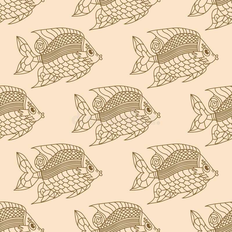 Fish Engraved Seamless Pattern Stock Vector - Illustration of engraving ...
