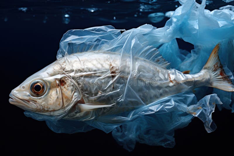 Fish Trapped in Plastic Underwater Stock Photo - Image of habitat ...