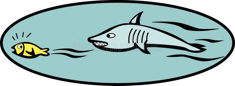 Fish Escaping from a Shark Vector Illustration Stock Vector ...