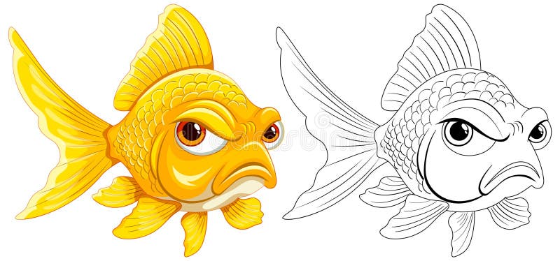 Fish with Expressive Grumpy Faces Stock Vector - Illustration of ...
