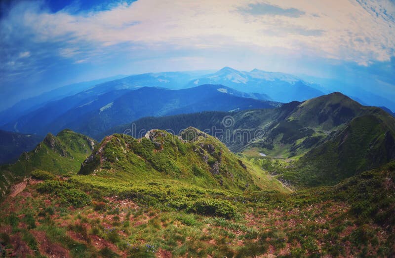 Fish-eye View of the Beautiful Landscape Stock Image - Image of ...