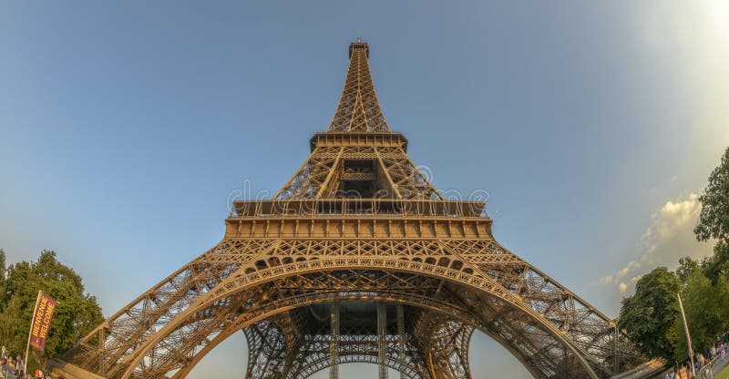 Fish-Eye View of Eiffel Tower Stock Image - Image of vertical, cultural ...