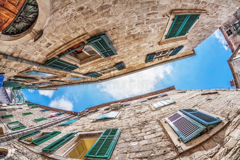 Fish-eye View of the Old City on Sky Background Stock Photo - Image of ...